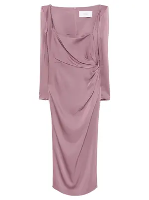 Alex Perry Twist-detail Satin Midi Dress - Purple