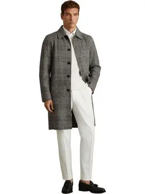 REISS Chaplin Checked Wool-blend Car Coat - Black/white