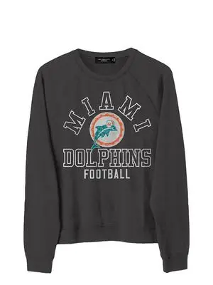 Junk Food Clothing Nfl Flocked Raglan Crew Fleece Sweatshirt - Miami Dolphins