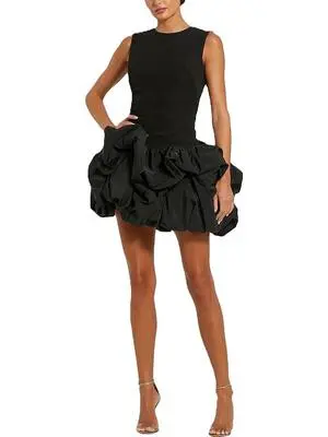 Mac Duggal Sleeveless Crepe Bubble Skirt Mini Dress - Black