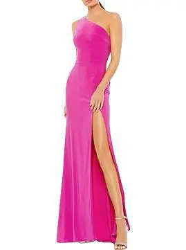 Mac Duggal Mac Duggal Ieena Jersey One-Shoulder Gown Candy Pink