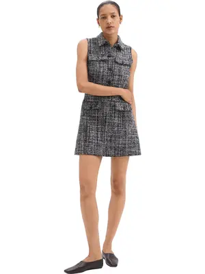 Theory Military Tweed Mini Dress - Black Multi