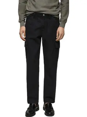 Mango Regular Fit Cargo Jeans - Black Denim