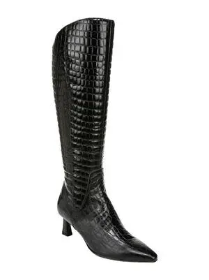 Naturalizer Deesha Croc-embossed Knee High Boots - Black