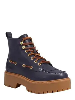 Timberland Stone Street Platform Hiking Boots - Dark Blue Full Grain