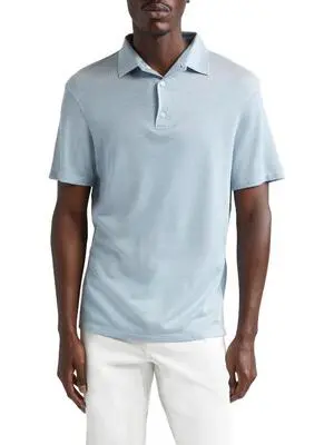 Isaia Silk Piqué Polo - Light Blue