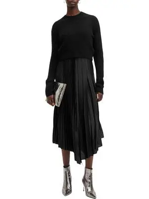 ALLSAINTS Wool-blend Sweater And Pleated Sleeveless Dress - Black