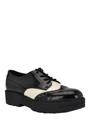 Nine West Nine West Resttin Wingtip Platform Derby Black White