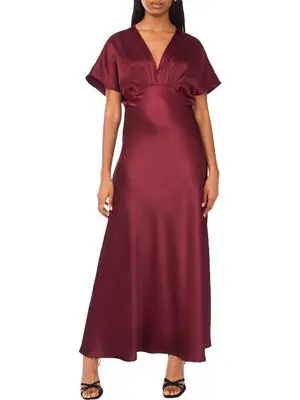 CECE DUPRAZ Dolman Sleeve Cocktail Midi Dress - Bright Cherry/ant White