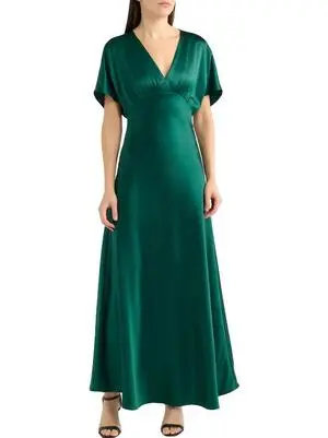 CECE DUPRAZ Dolman Sleeve Cocktail Midi Dress - Dark Forest