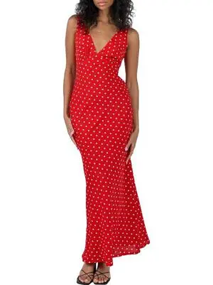 Princess Polly Nellie Polka Dot Maxi Dress - Red