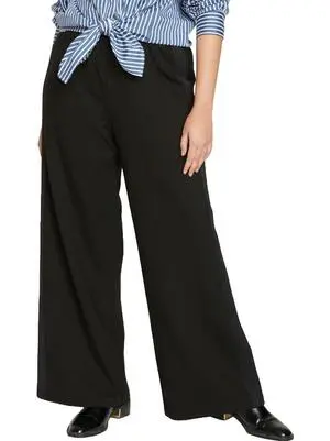 Universal Standard Stephanie Ponte Wide Leg Pants - Black With Black Stripe