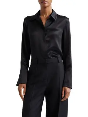 TWP Object Of Affection Silk Button-up Shirt - Black