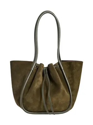 Proenza Schouler Large Ruched Suede Tote - Olive