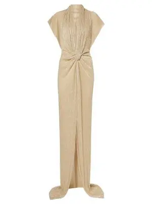Costarellos Eva Draped Lamé Gown - Gold