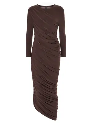 Norma Kamali Gathered Jersey Midi Dress - Brown