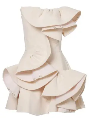 Maticevski Bridal Embellished Ruffled Minidress - Beige