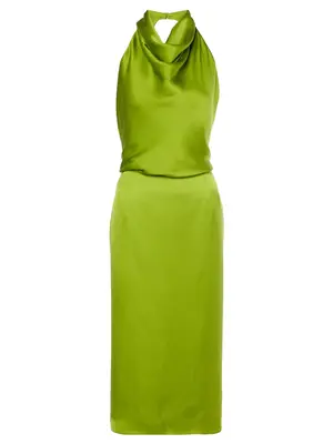 Magda Butrym Halterneck Silk Satin Midi Dress - Green