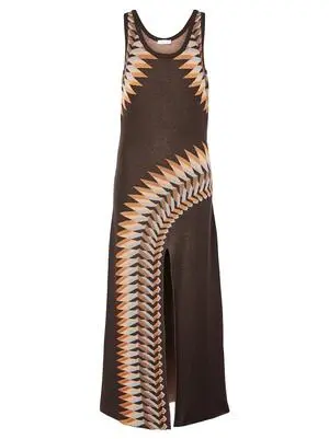 Rabanne Lamé Jacquard Maxi Dress - Brown