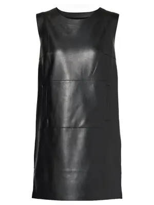 Norma Kamali Gathered Faux Leather Minidress - Black