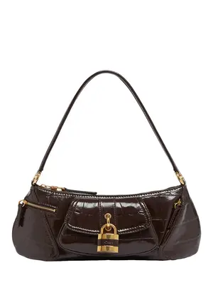 Chloé Chloe The 99 Croc-Embossed Shoulder Bag Kohl Brown