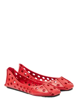 Alaïa Leather Ballet Flats - Red