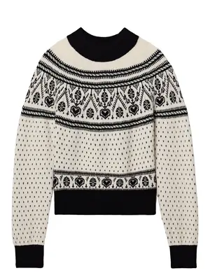 Khaite KHAITE Guy Intarsia Cashmere-blend Sweater Cream