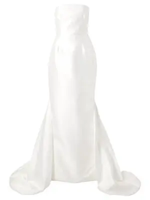 Solace London Imani Strapless Pleated Gown - Neutrals