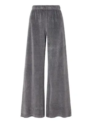 Suzie Kondi Zephyra Cotton-blend Velour Wide-leg Pants - Gray