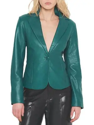 AS By DF Telly Upcycled Leather Blazer - Forest Green