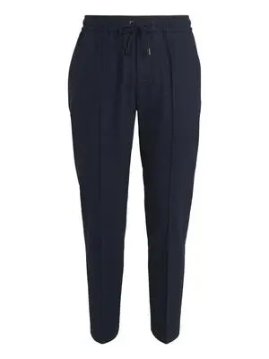 Isaia Wool-cashmere Blend Drawstring Trousers - Navy