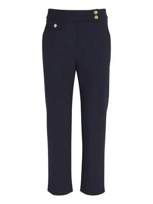 Veronica Beard Woven Cropped Renzo Trousers - Navy