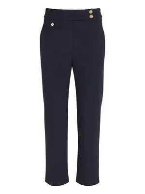 Veronica Beard Woven Cropped Renzo Trousers Navy
