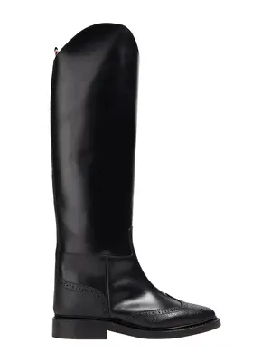Thom Browne Perforated Leather Knee Boots - Black