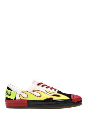 Palm Angels Low Top Flame Sneakers - White/yellow/red