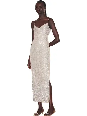 Saylor Ophelia Beaded Sequin Dress - Metallic
