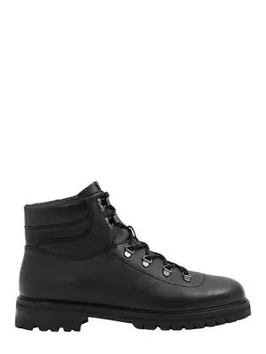 REISS Nubuk Ashdown Leather Hiking Boots - Black