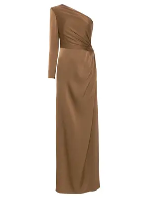 Alex Perry Twist-detail Satin Gown - Brown