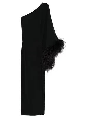 TALLER MARMO Feathered Eternity Maxi Dress - Black