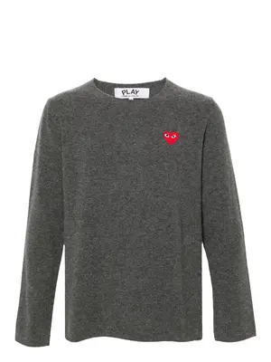 Play Comme Des Garcon Heart-patch Wool Jumper - Grey