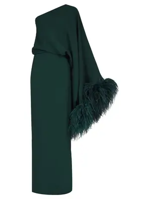 TALLER MARMO Feathered Eternity Maxi Dress - Green