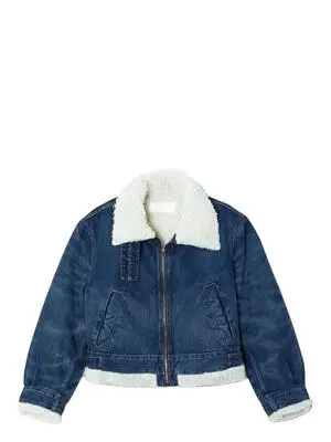 RE/DONE Aviator Jacket With Shearling Collar - Blue
