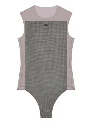 COURREGES Illusion Houndstooth Bodysuit - Black