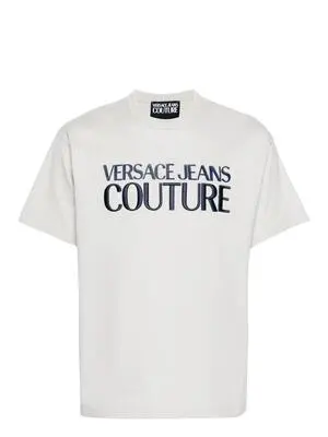 Versace Logo-embroidered Cotton T-shirt - Grey