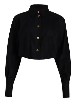 PATOU Cropped Wool Shirt - Black