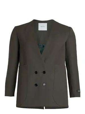 Patou Collarless Double-breasted Blazer - Green
