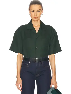 WAO Boxy Linen Shirt - Forest Green