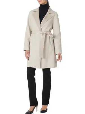 Sofia Cashmere Double Face Wool & Cashmere Wrap Coat - Oatmeal/beige