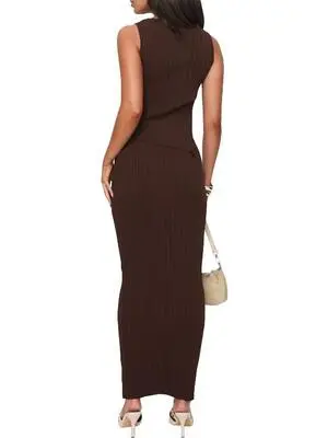Princess Polly Basile Rib Sleeveless Two-piece Dress - Brown