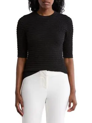 Dkny Textured Knit Top - Black